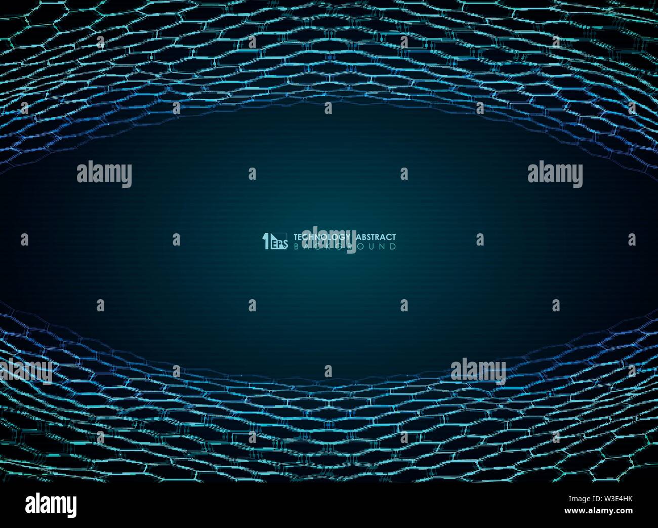 Abstract gradient blue hexagon pattern technology design background ...