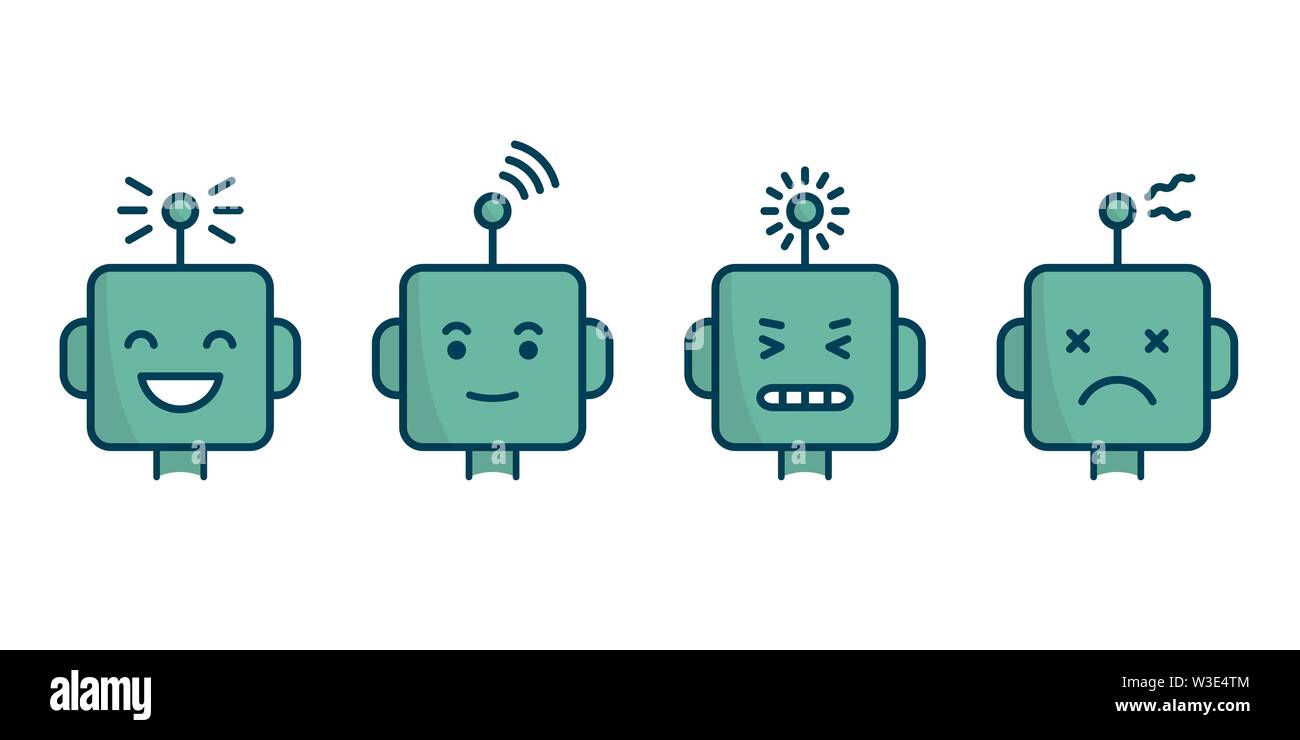 Set of robot face icons. Different expressions Stock Vector Image & Art ...