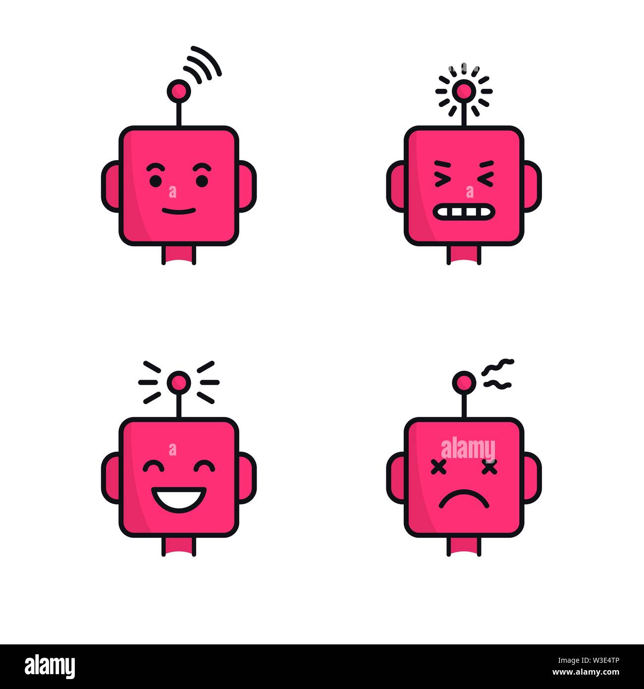 Set of robot face icons. Different expressions Stock Vector Image & Art ...