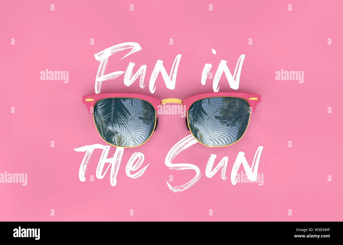Fun in the sun sunglasses with tropical palm tree reflections. 3D ...