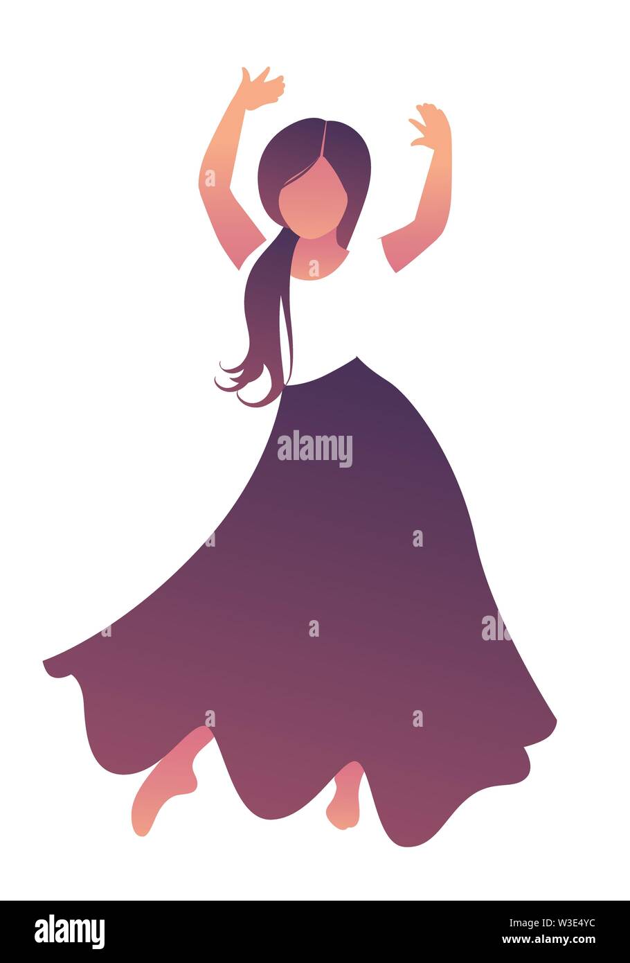 Little gypsy girl with flower in her hair dancing flamenco, isolated on ...