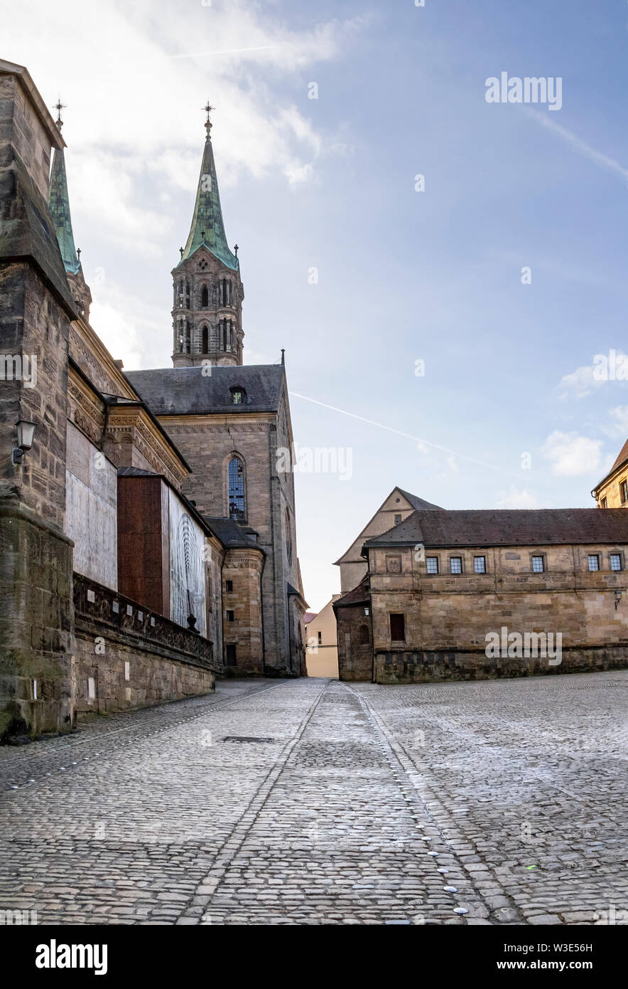 old town scenery around the Domplatz in Bamberg, a town in Bavaria ...