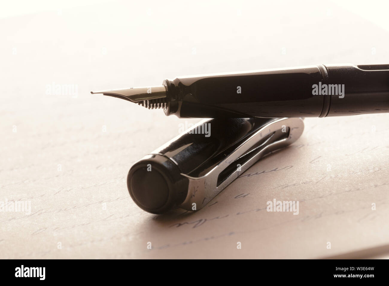 Fountain Pen on Written Page Stock Photo - Alamy