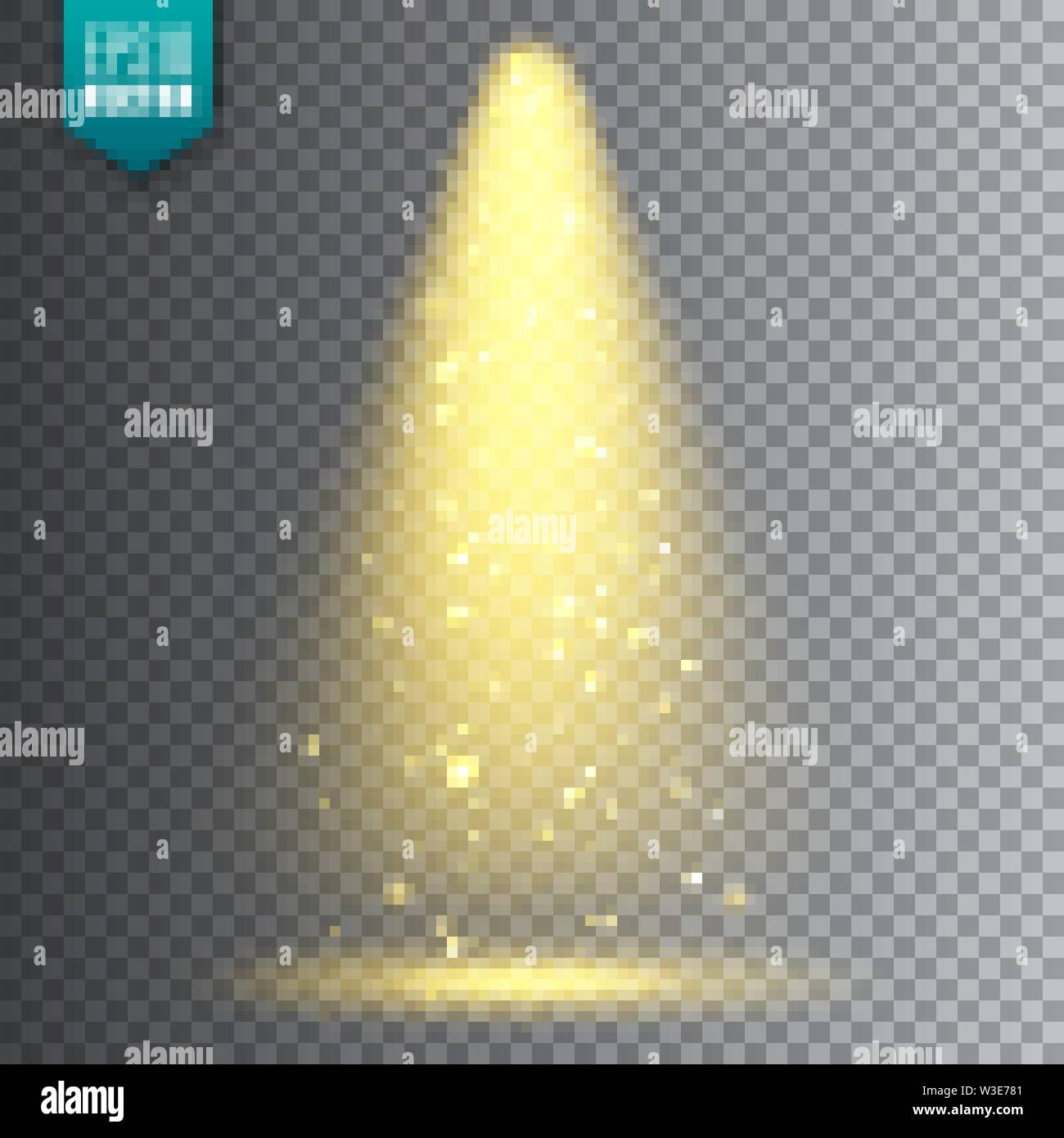 Vector spotlight. Bright Christmas glowing light beam with sparkles ...