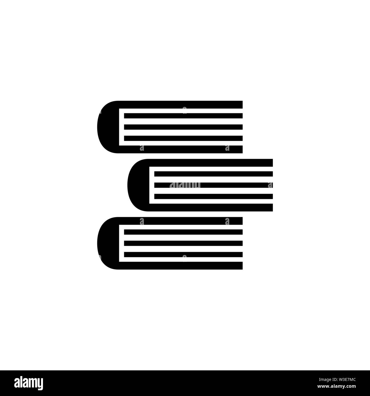 Stack Books, Pile Textbook. Flat Vector Icon illustration. Simple black ...