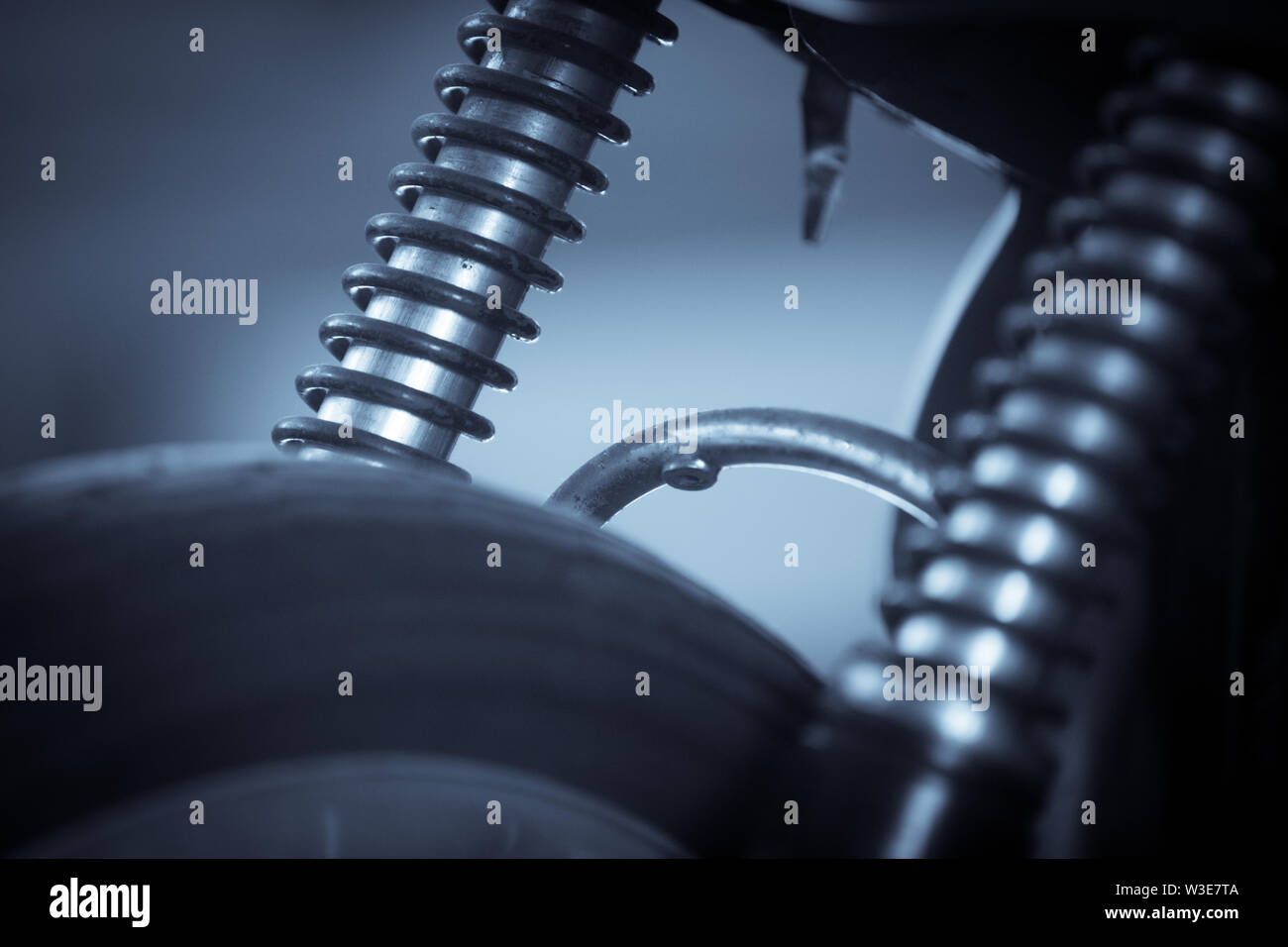 Close up shot of a vintage motorcycle shock absorber Stock Photo - Alamy
