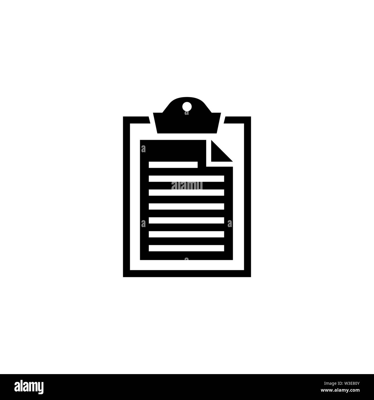 Clipboard and Paper. Flat Vector Icon illustration. Simple black symbol ...