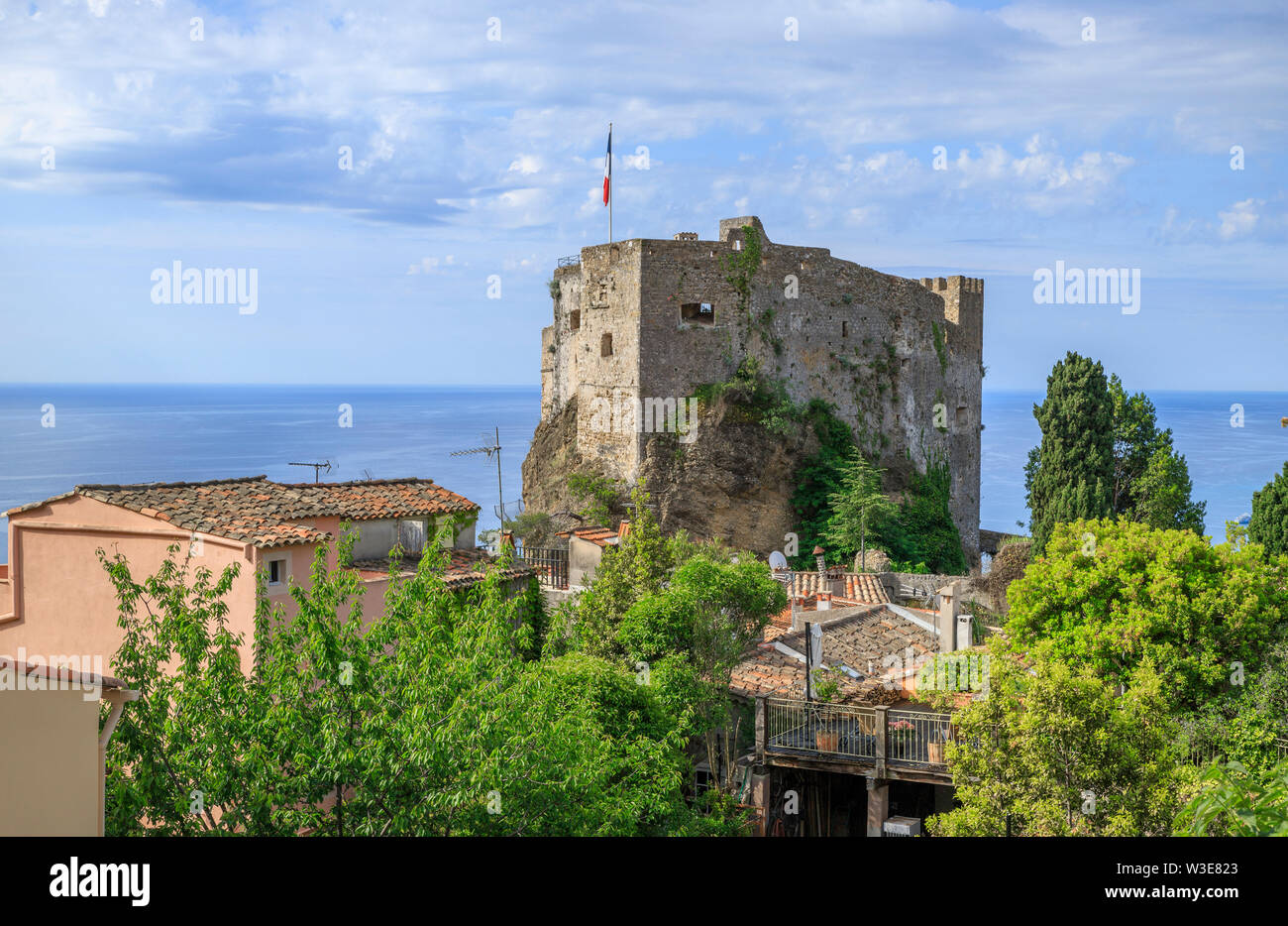 France, Alpes Maritimes, Roquebrune Cap Martin, medieval castle keep ...