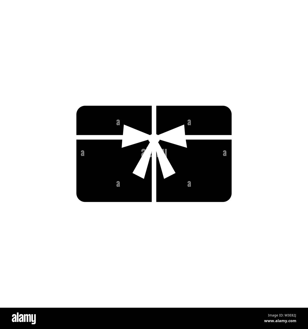 Gift Card. Flat Vector Icon illustration. Simple black symbol on white ...