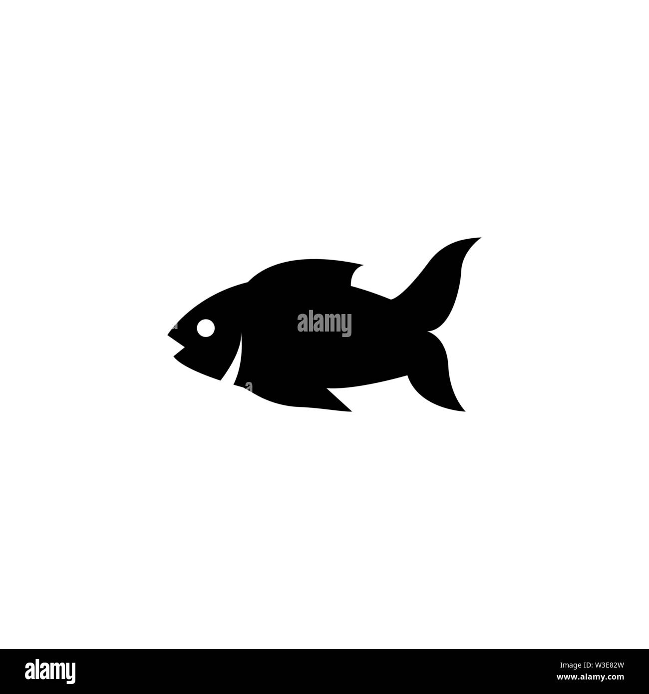 Raw Fish, Perch, Sea Food. Flat Vector Icon illustration. Simple black ...