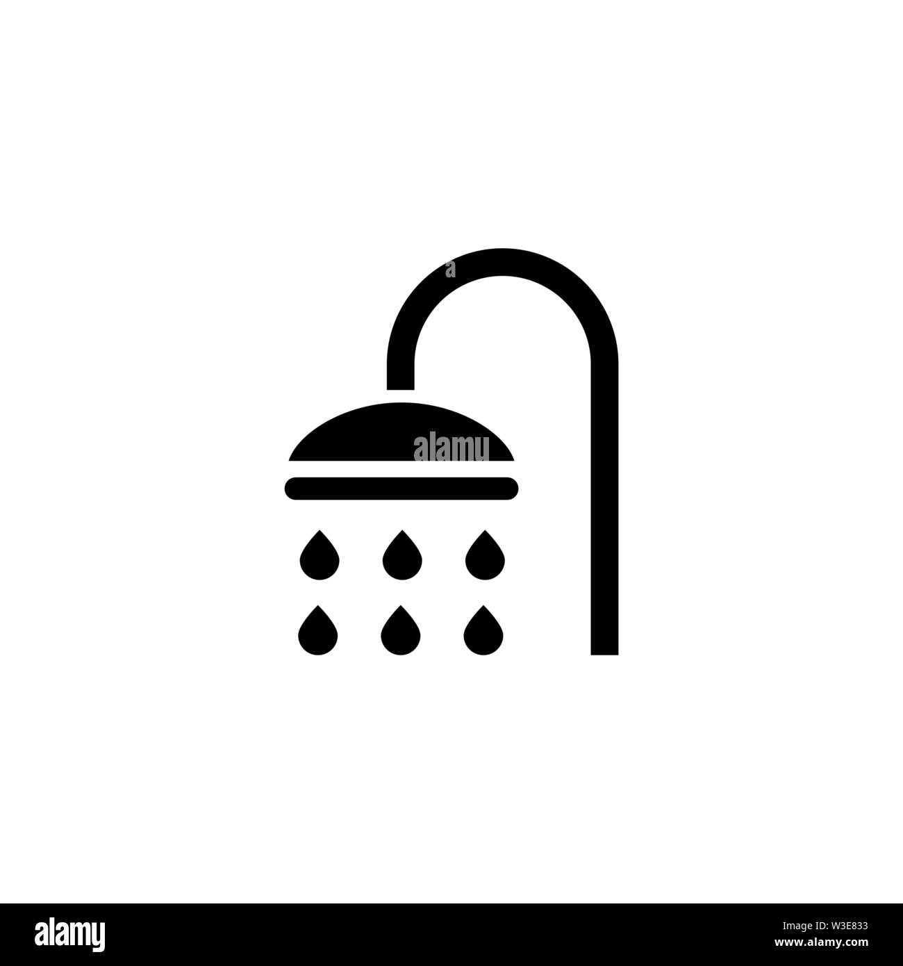 Shower Sprinkler Spray. Flat Vector Icon illustration. Simple black ...