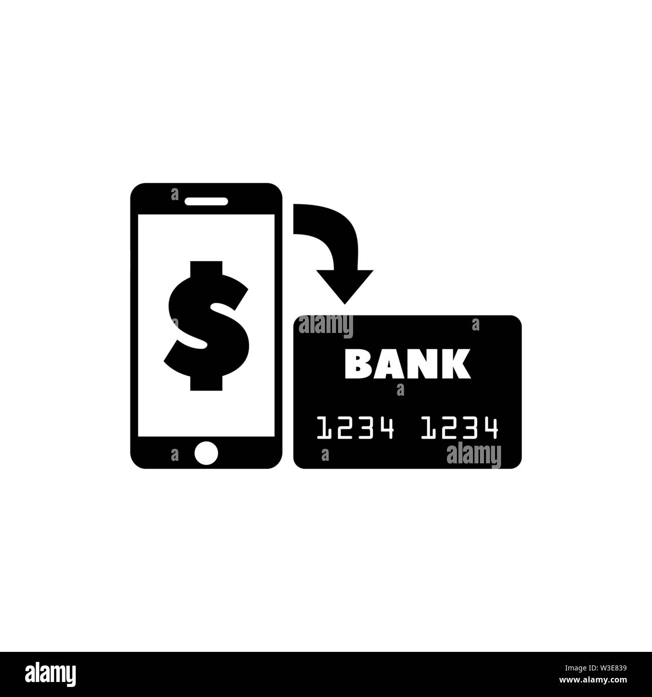 Mobile Payment, Transfer Money. Flat Vector Icon illustration. Simple ...
