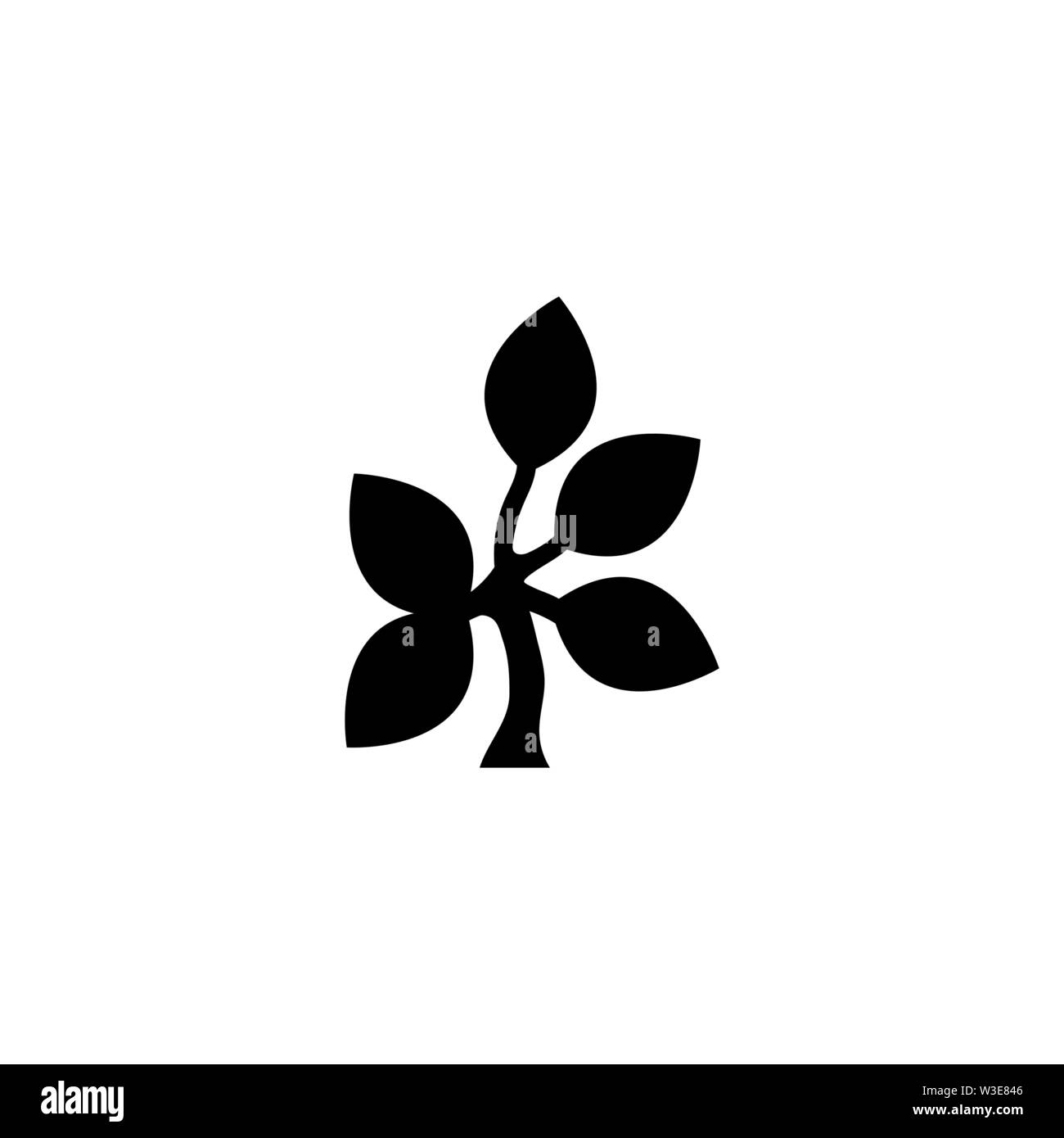 Tree Branch with Leaves. Flat Vector Icon illustration. Simple black ...