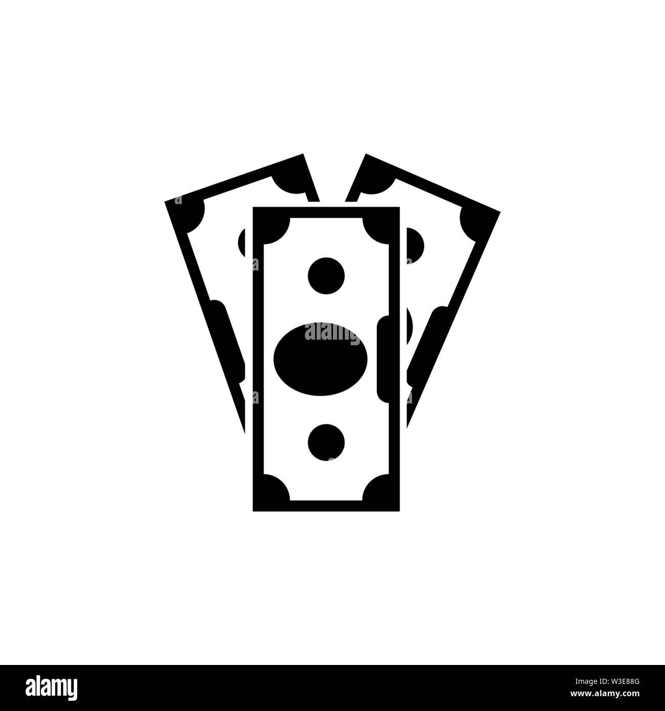 Dollar Money Cash. Flat Vector Icon illustration. Simple black symbol ...