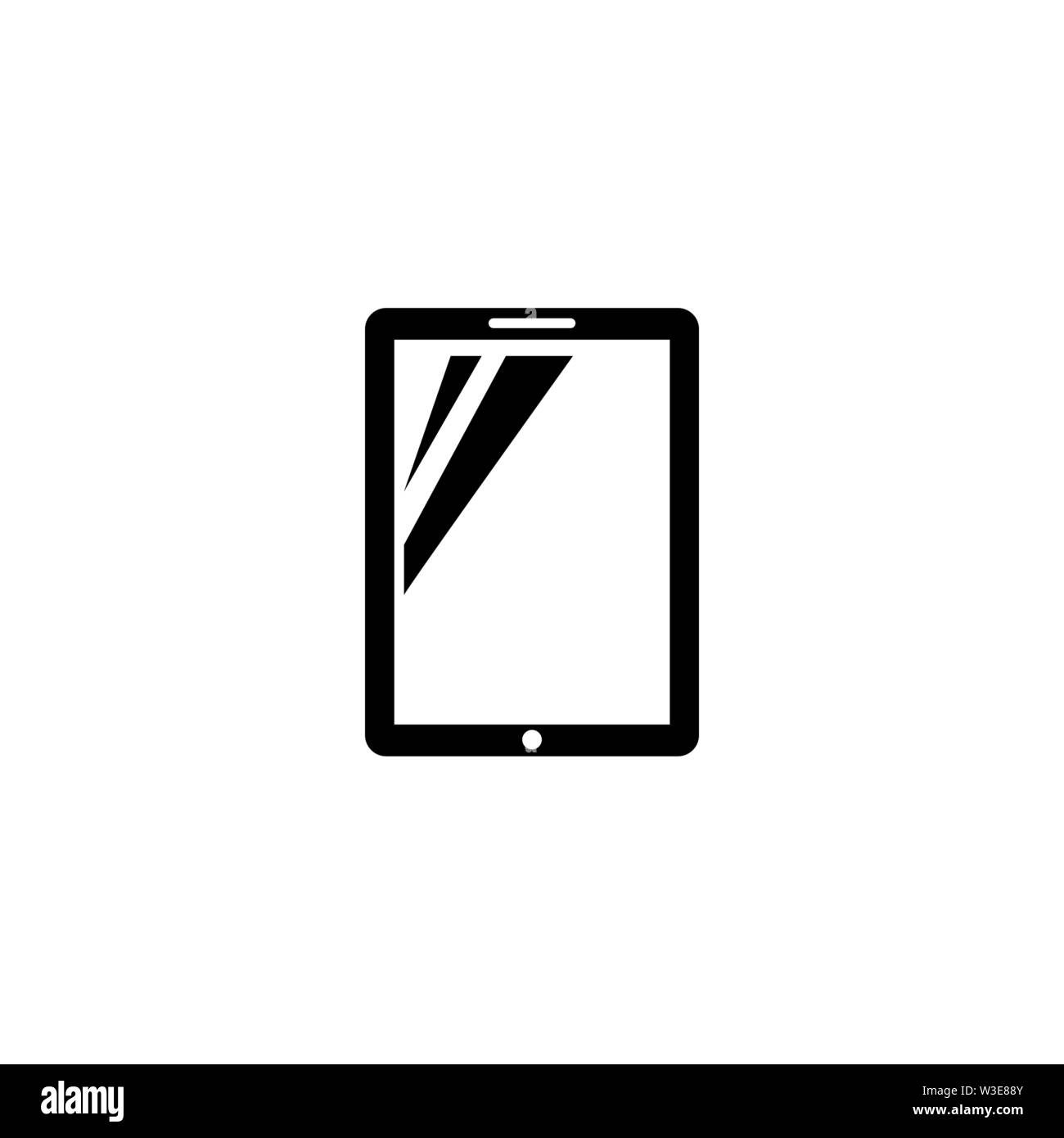 Tablet Computer. Flat Vector Icon illustration. Simple black symbol on ...