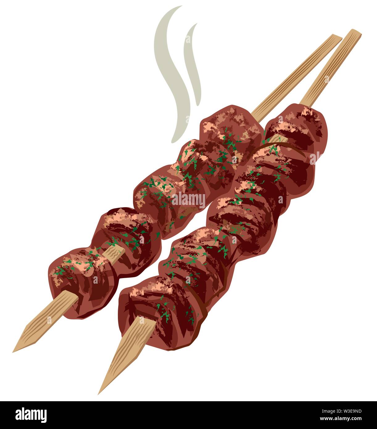 illustration of the meat kebabs on the skewers Stock Vector Image & Art ...