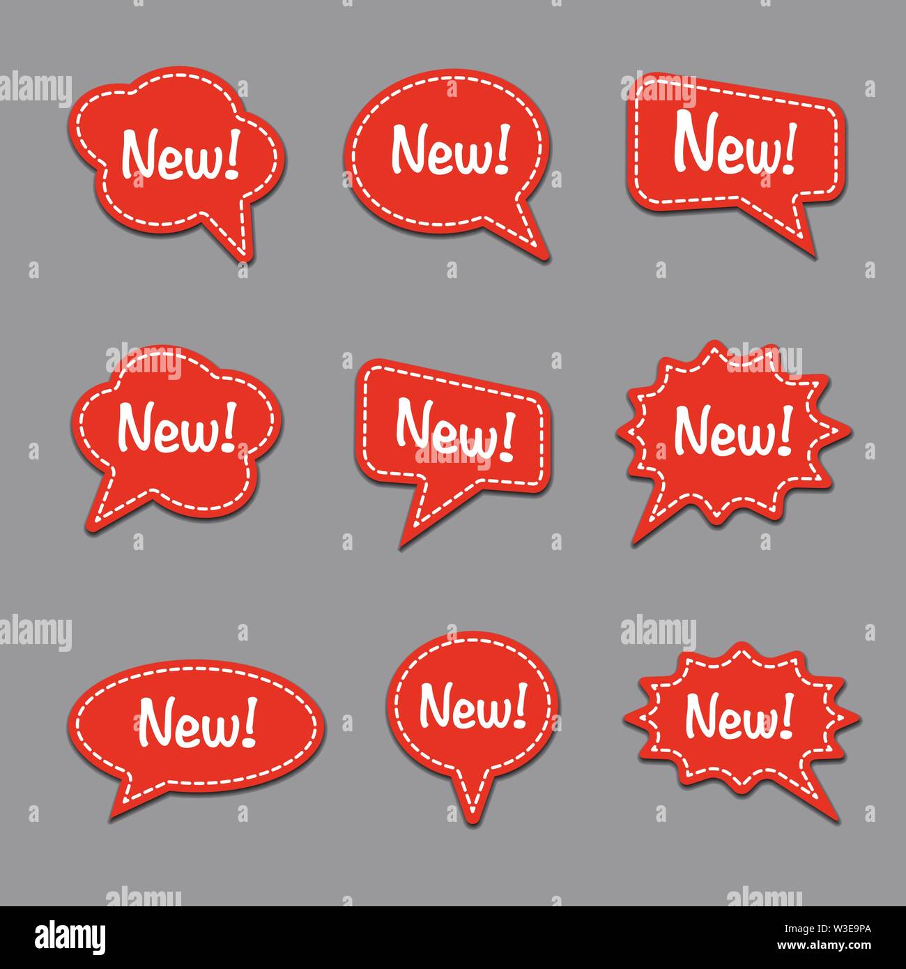 set of bubble speech with new message, text space with dash line vector ...