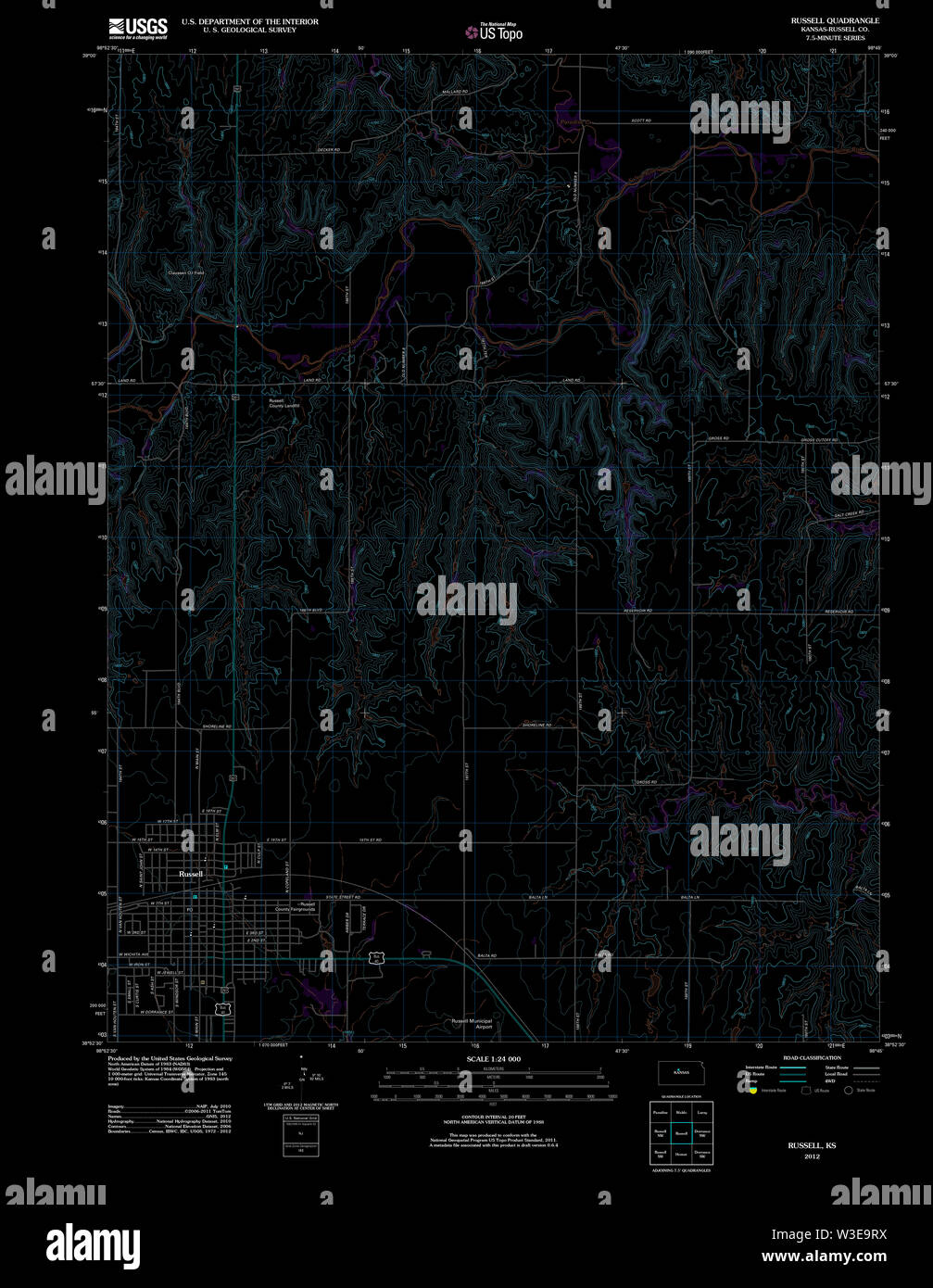 Russell kansas map hi-res stock photography and images - Alamy