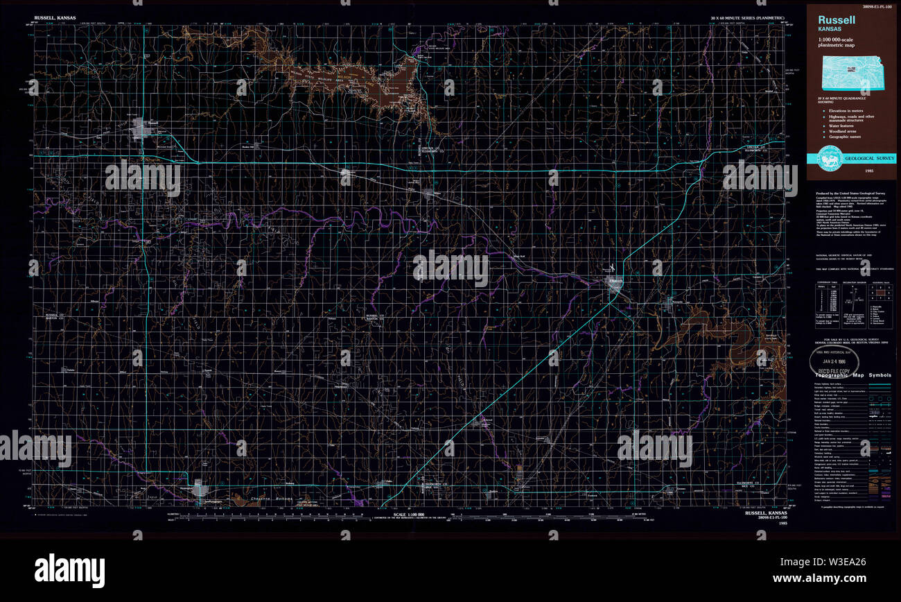 Russell kansas map hi-res stock photography and images - Alamy