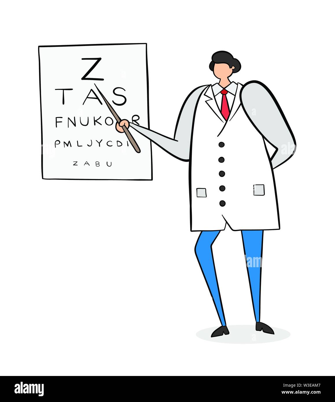 Ophthalmologist showing letters on eye chart, hand-drawn vector ...