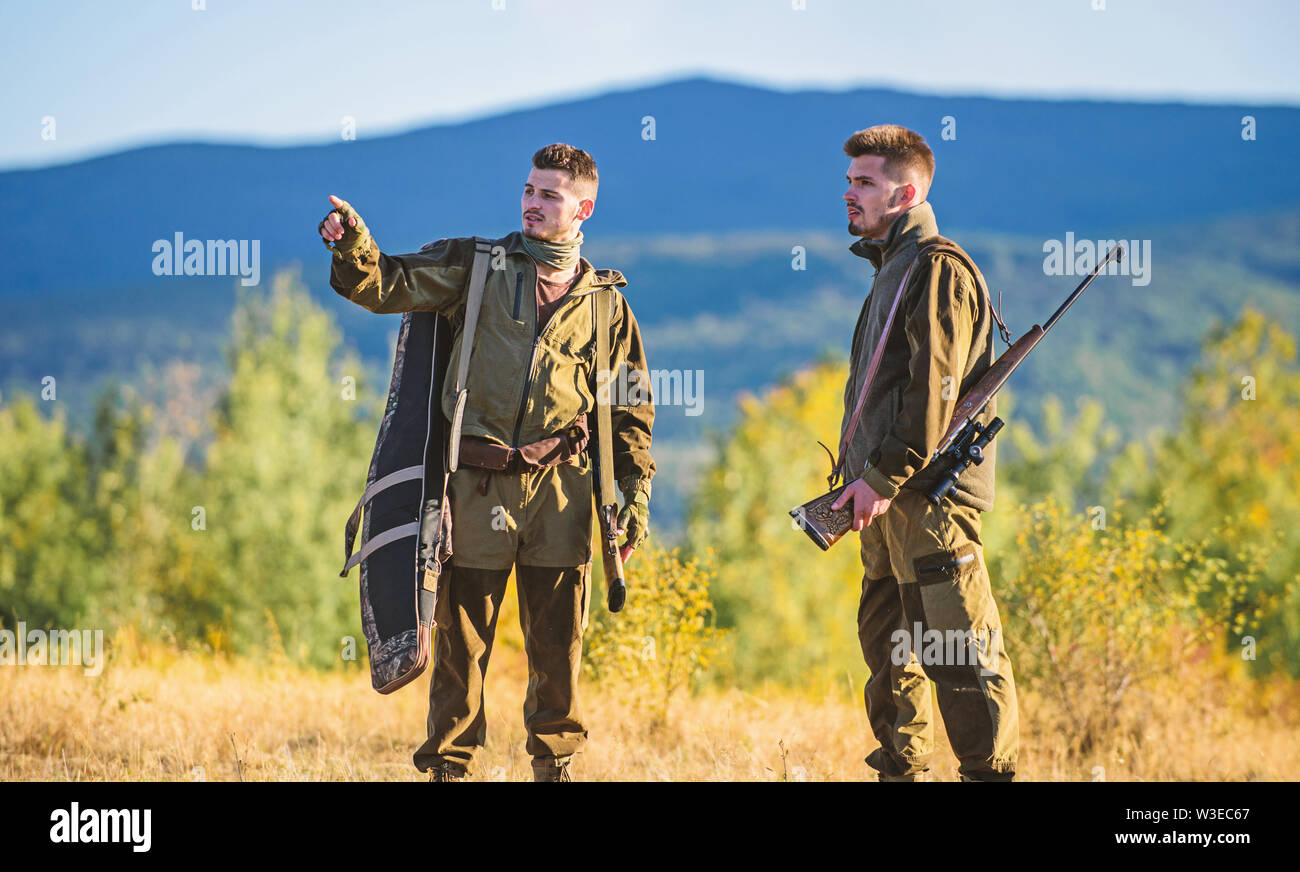 Gamekeeper rifles nature environment. Gamekeepers walk mountains ...