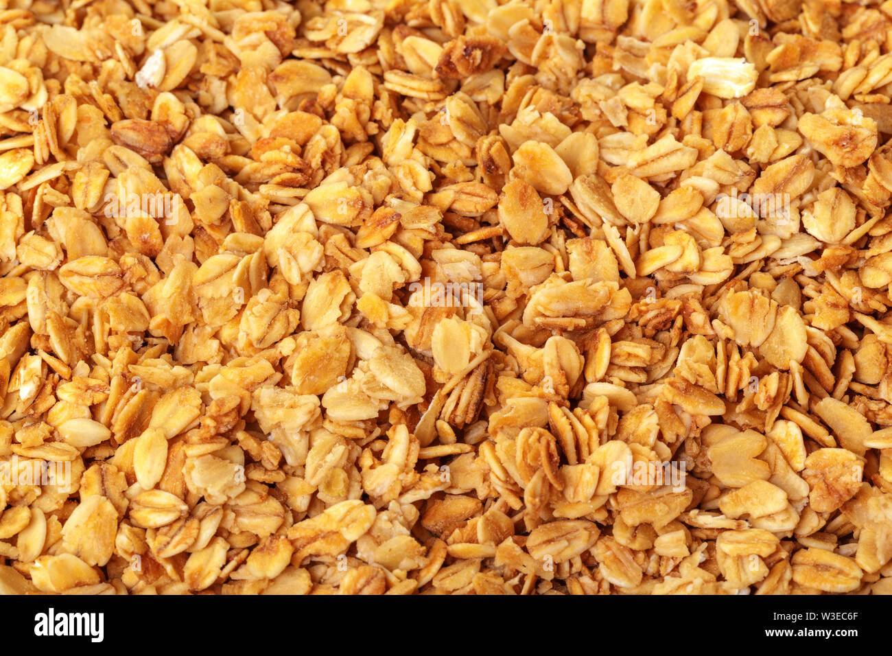 Homemade roasted granola on baking sheet breakfast food background ...