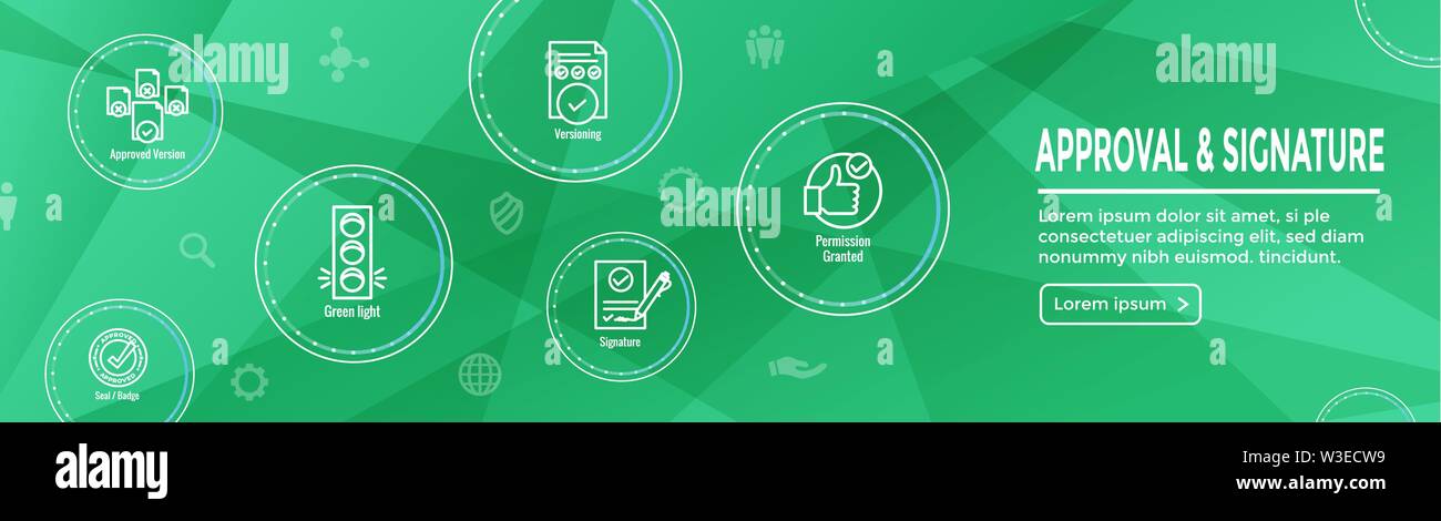 Approval and Signature Icon Set & Web Header Banner Stock Vector Image ...
