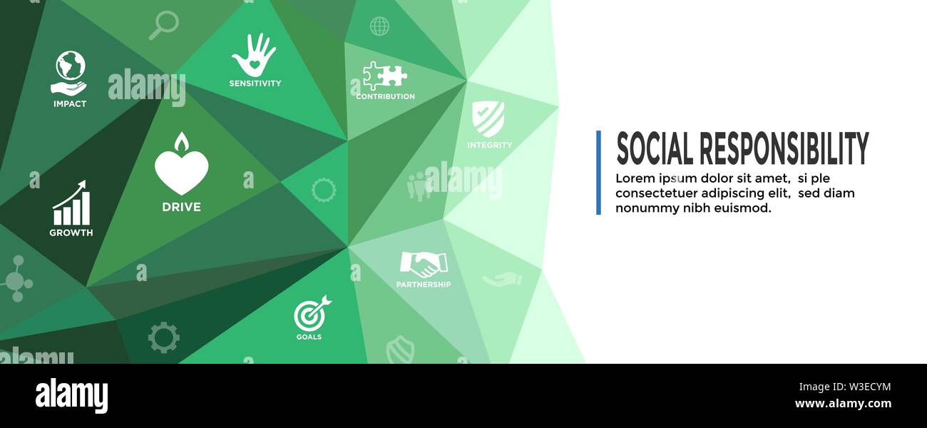CSR-Corporate Social Responsibility Outline Icon Set and Web Header ...