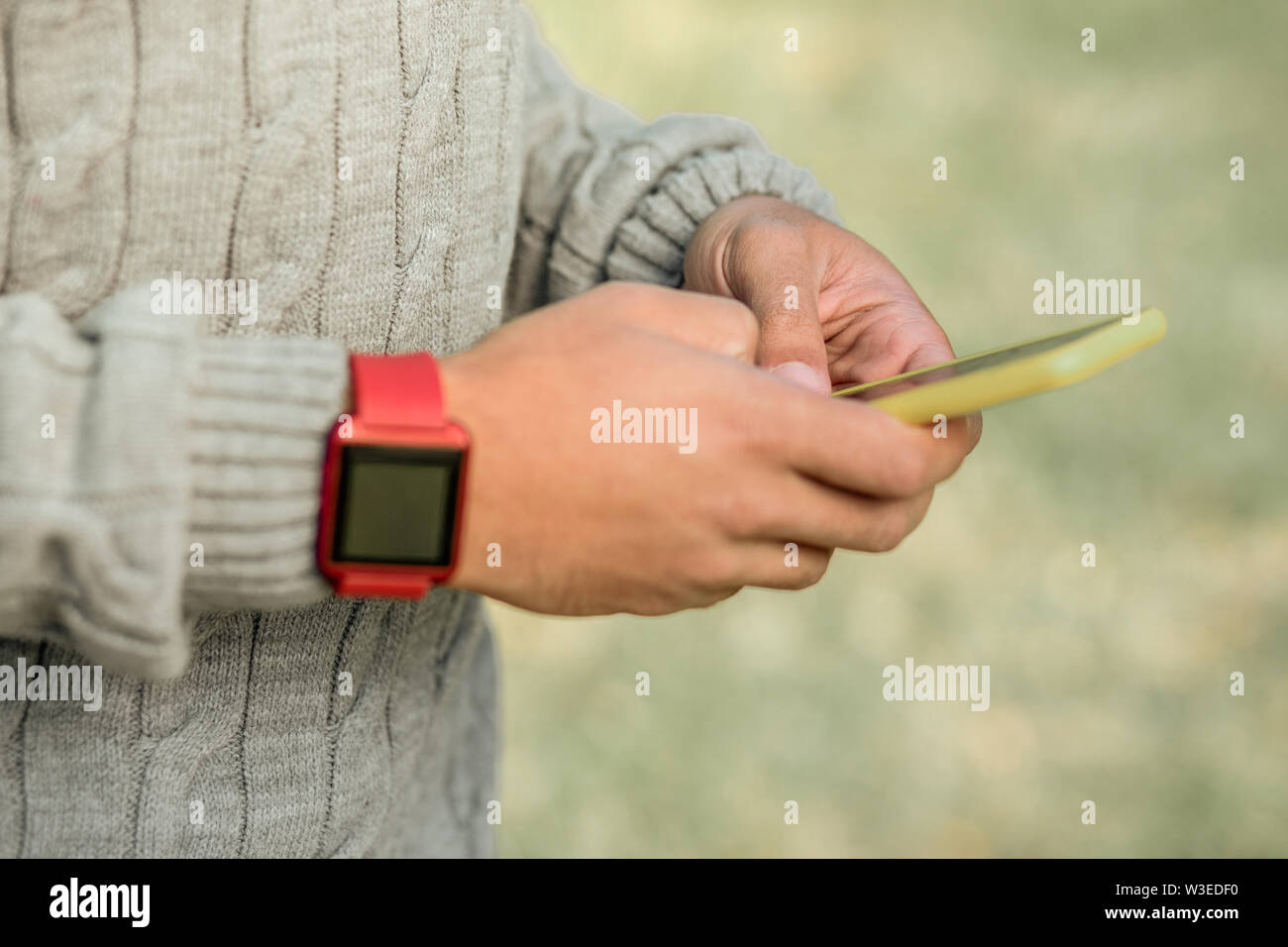 Attentive man being focused on communicating through messages Stock ...