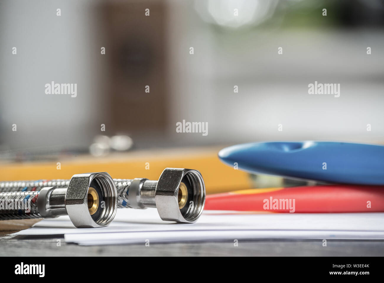 Water braided hose with connecting internal screw Stock Photo - Alamy