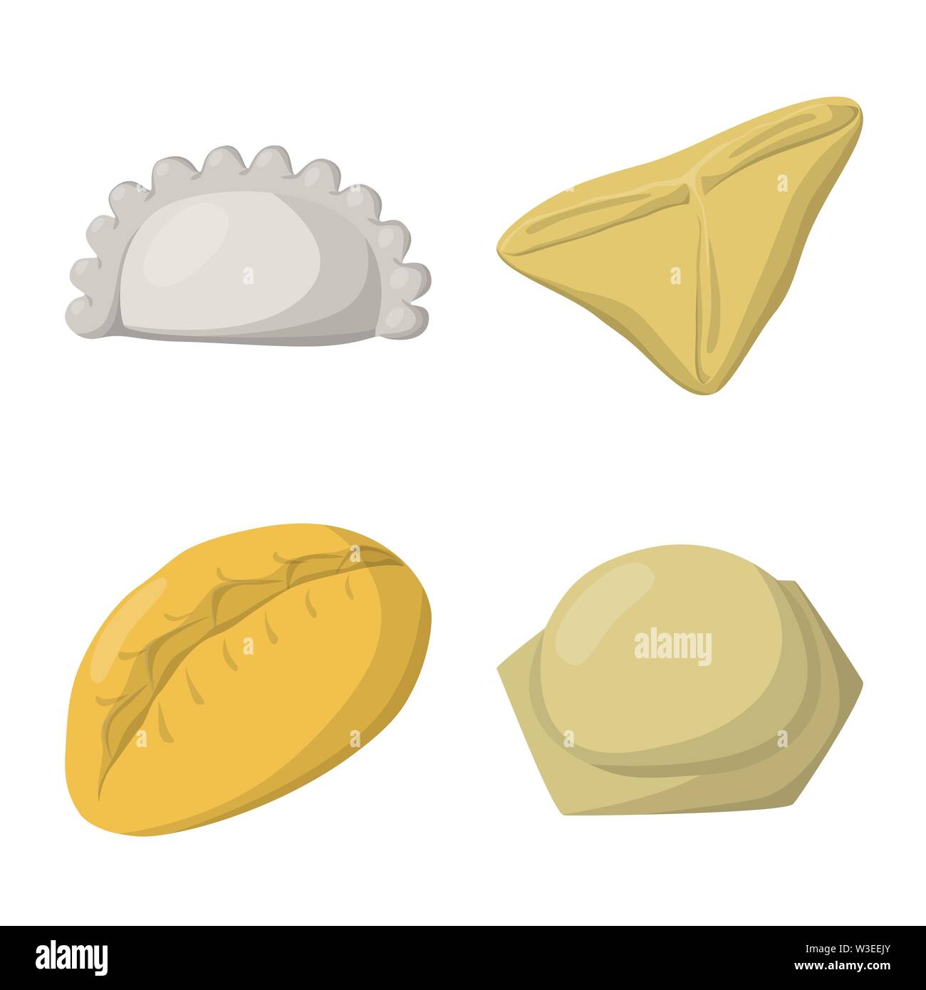 Vector design of dumplings and food sign. Set of dumplings and stuffed ...