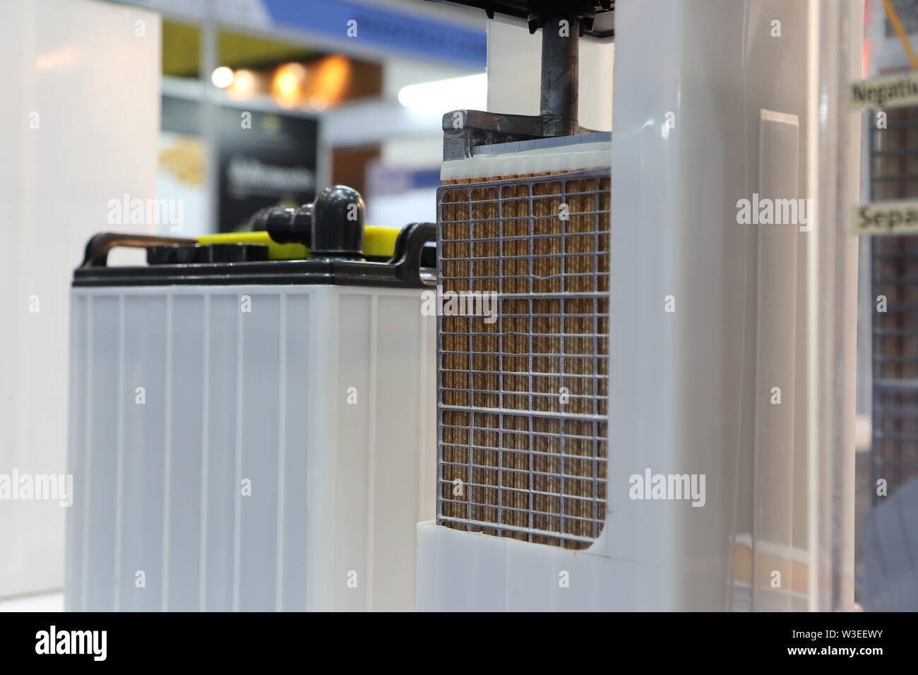 inside or cross section of industrial battery ; detail component parts ...
