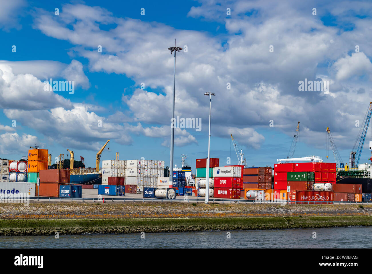 Rotterdam harbor, Netherlands. July 2nd, 2019. Logistics business ...