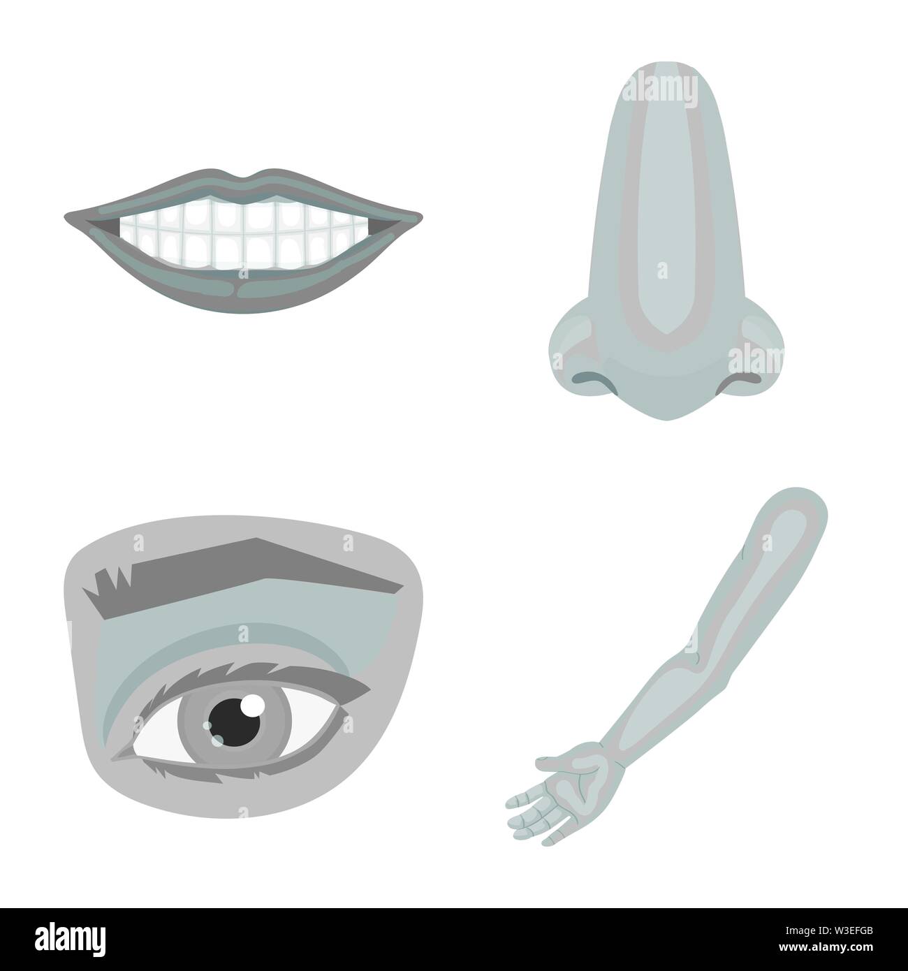 Isolated object of body and part sign. Collection of body and anatomy ...