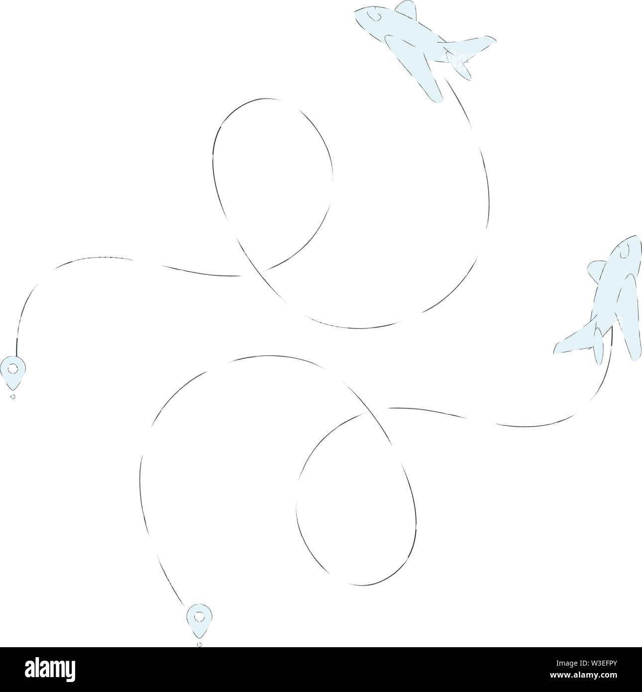 Line path of air plane with start point and dash line trace. Vector ...