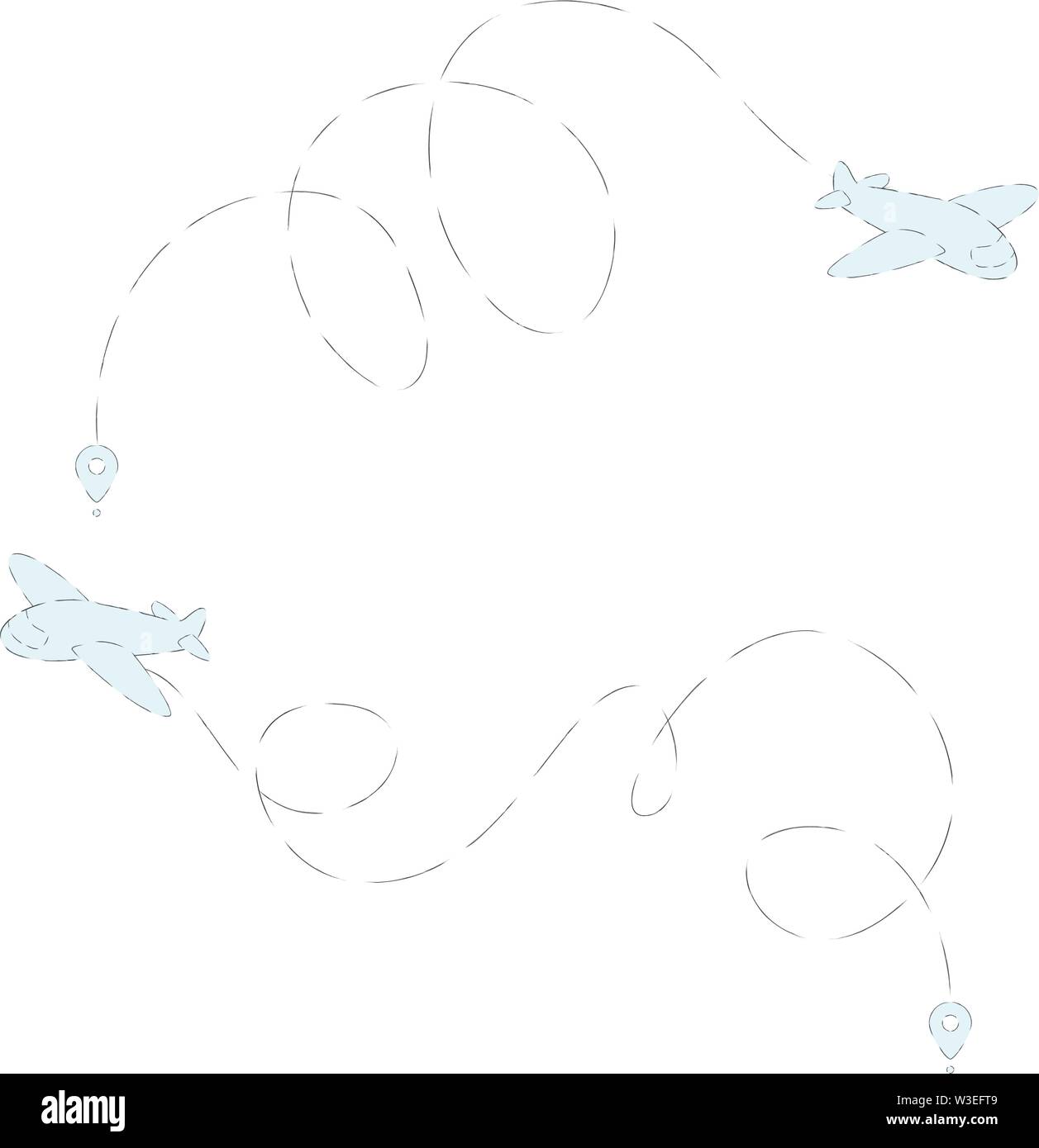 Line path of air plane with start point and dash line trace. Vector ...