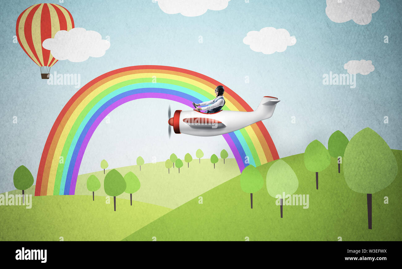 Aircraft pilot in white paper plane Stock Photo - Alamy