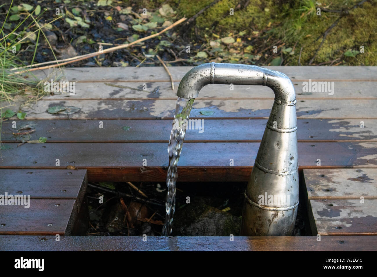 groundwater flowing from outdoor water tap, Lappeenranta Finland Stock ...