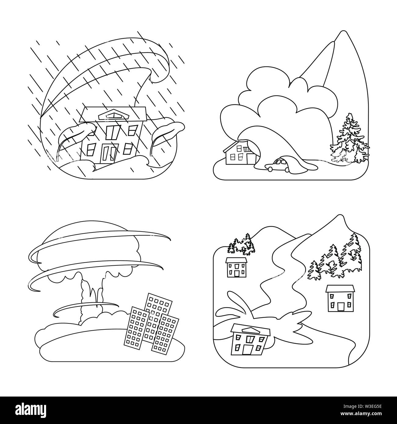 Isolated object of cataclysm and disaster sign. Set of cataclysm and ...