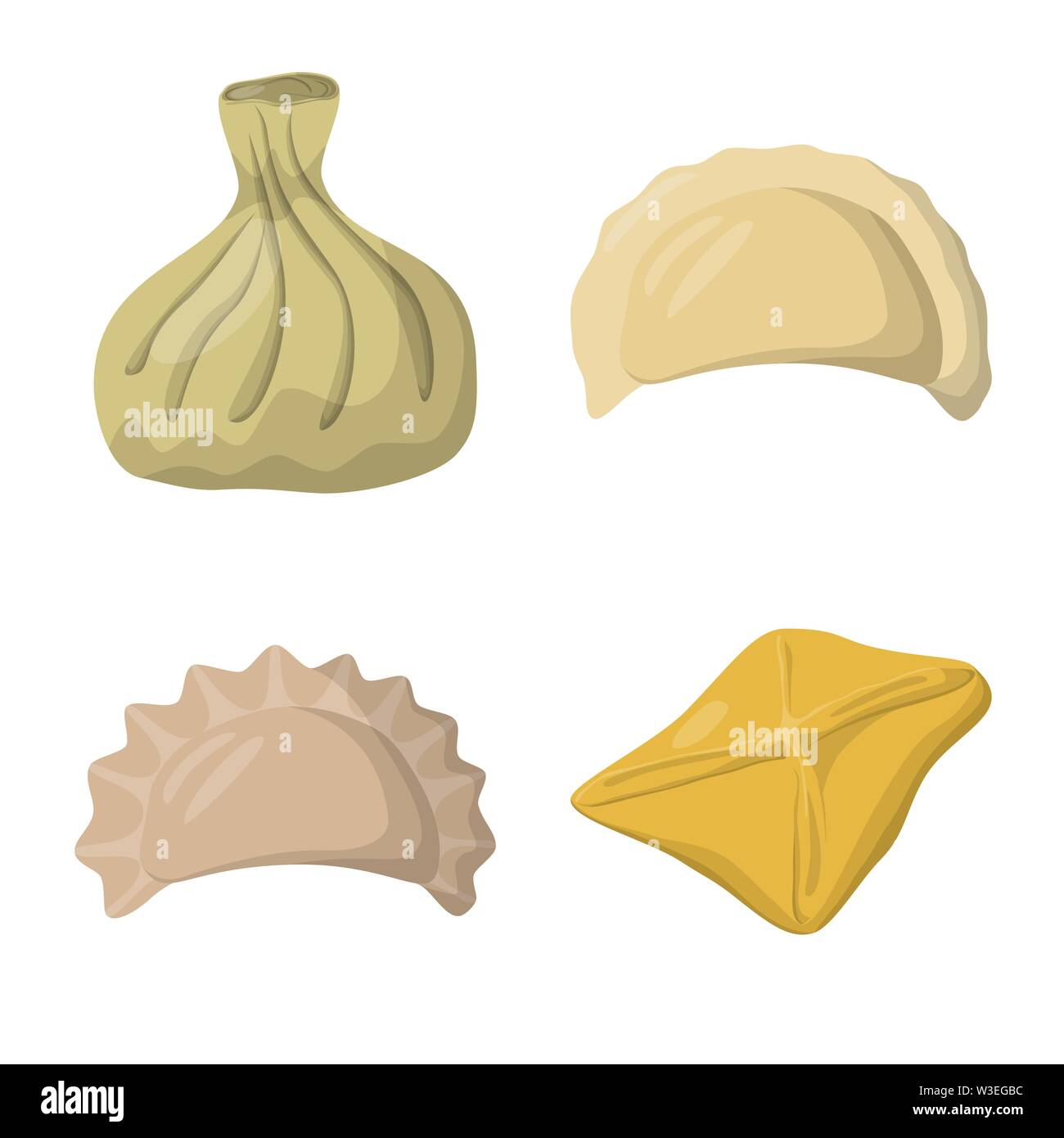 Isolated object of dumplings and food sign. Set of dumplings and ...