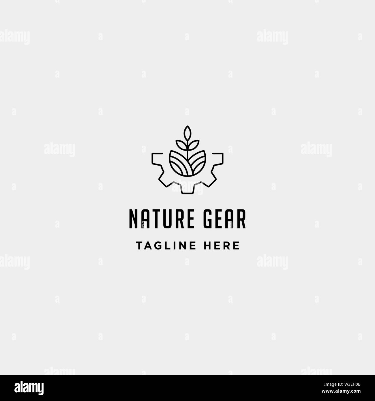 nature gear logo vector farm industry line icon symbol sign isolated ...