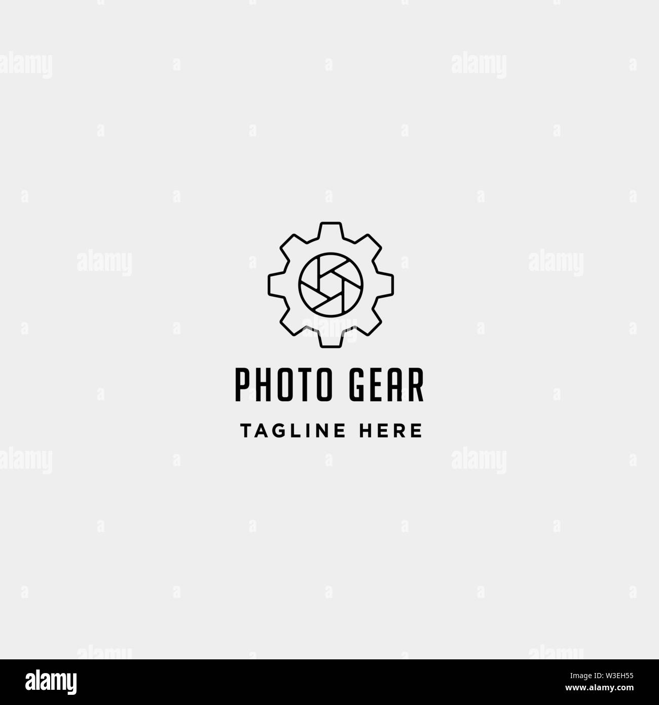 gear photo logo vector photography industry simple line icon sign ...