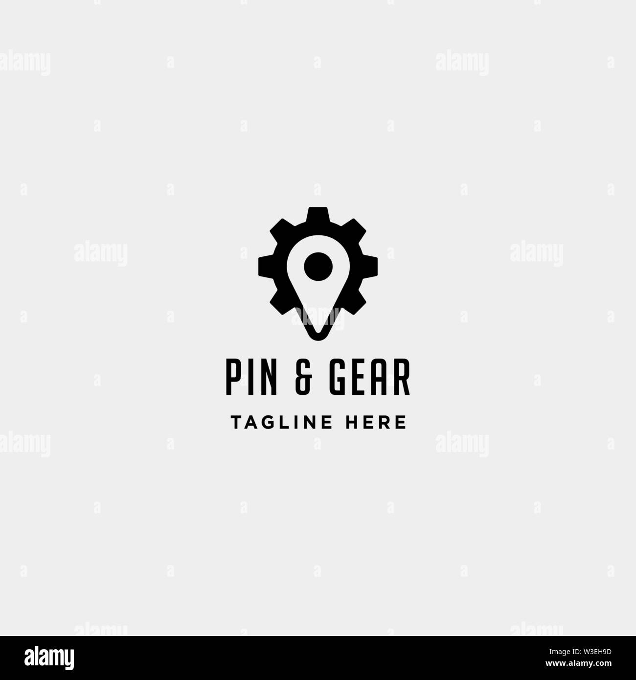 pin gear logo vector navigator simple icon symbol sign isolated Stock ...