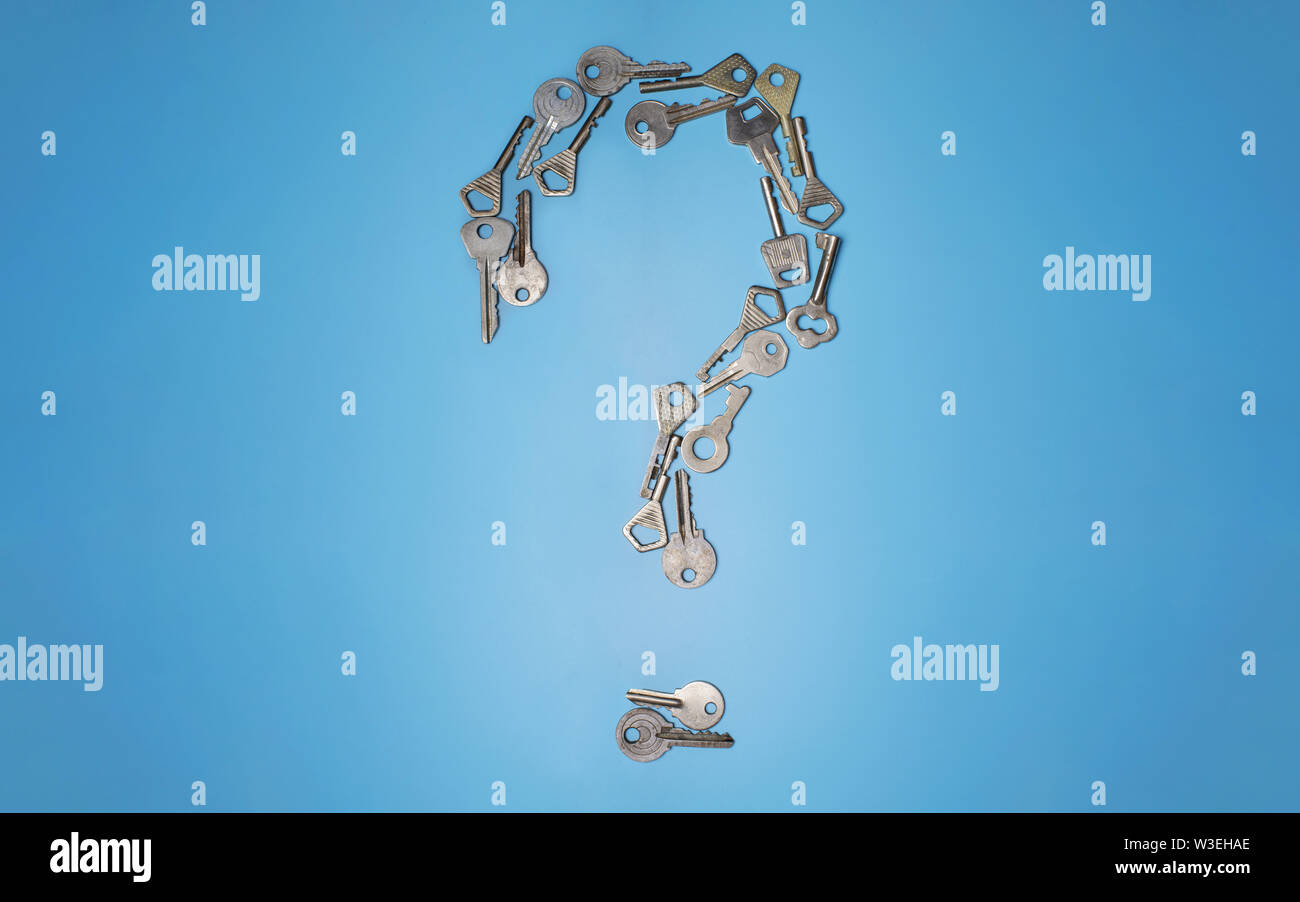 Keys bunch in question mark shape concept. Security of home and ...