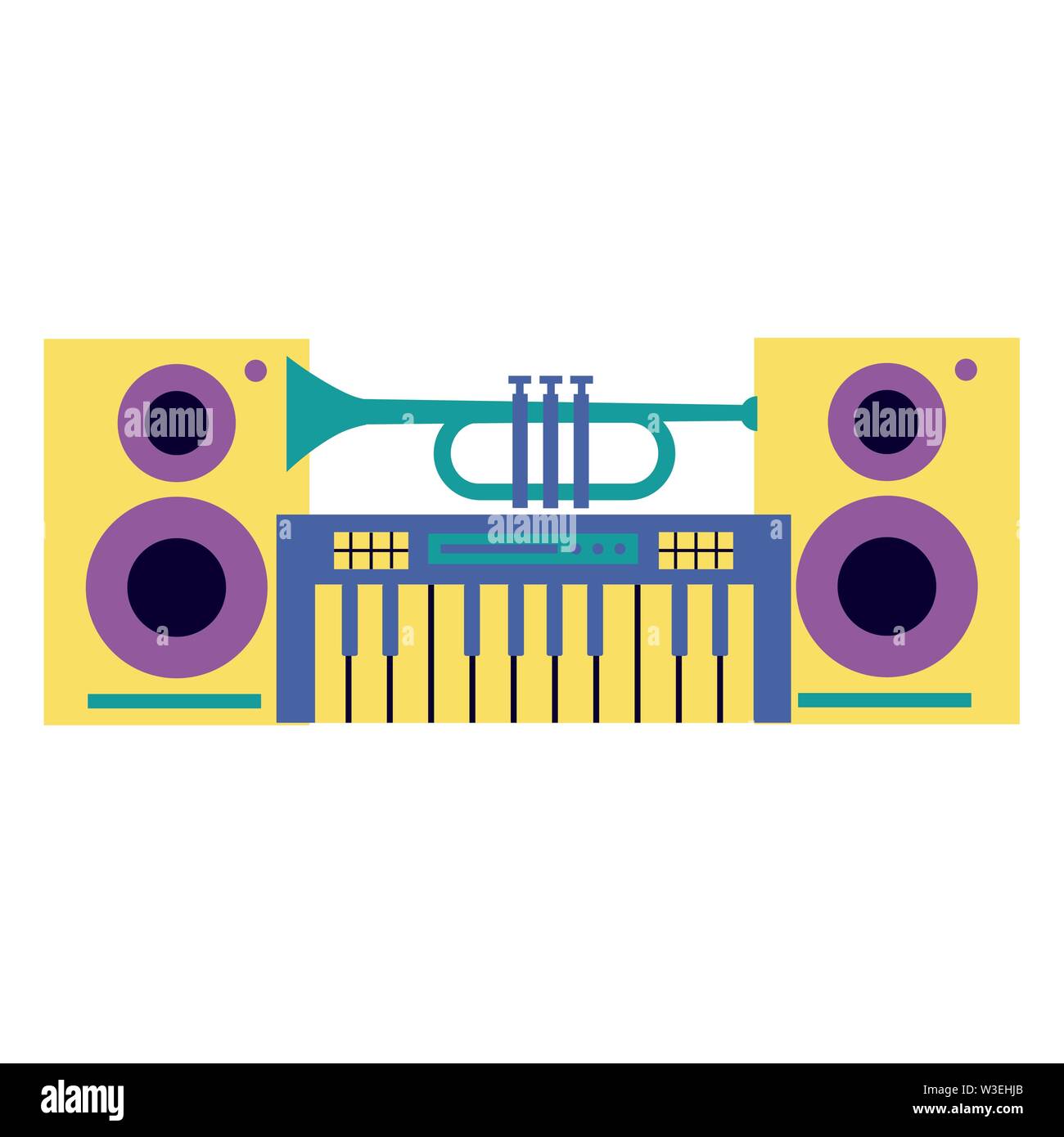 synthesizer and trumpet speakers music festival Stock Vector Image ...