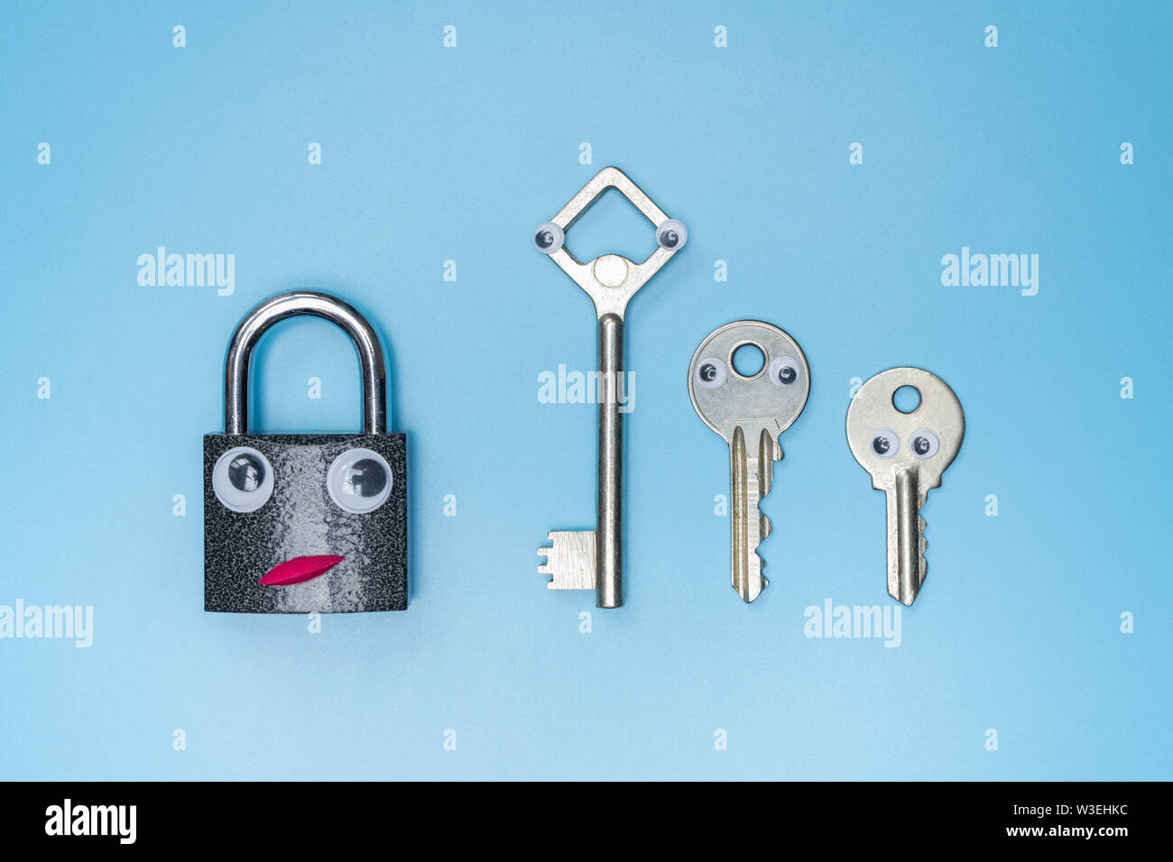Key and lock funny concept. Dating security or choosing best protection ...