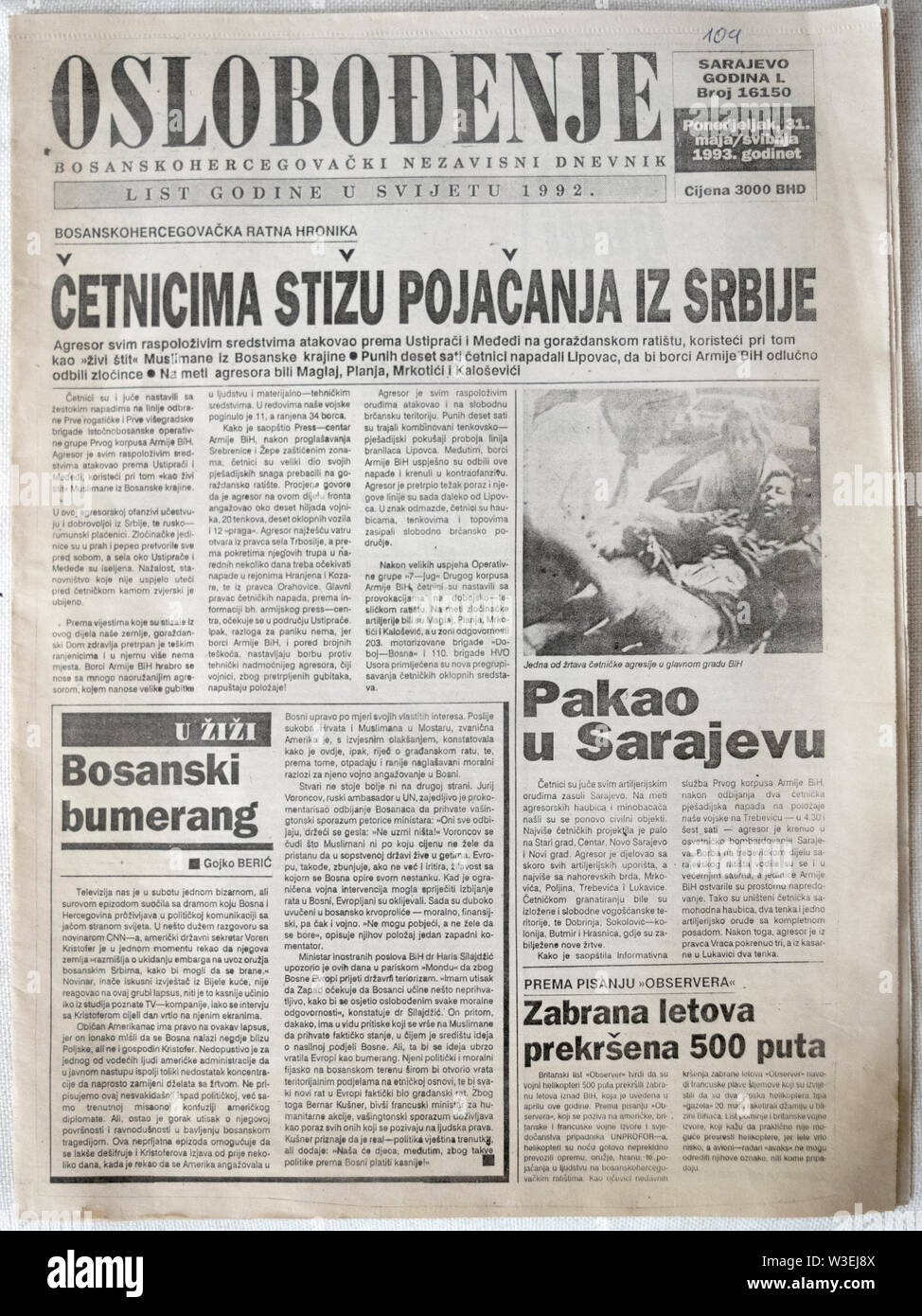 Bosnian war newspaper headlines hi-res stock photography and images - Alamy
