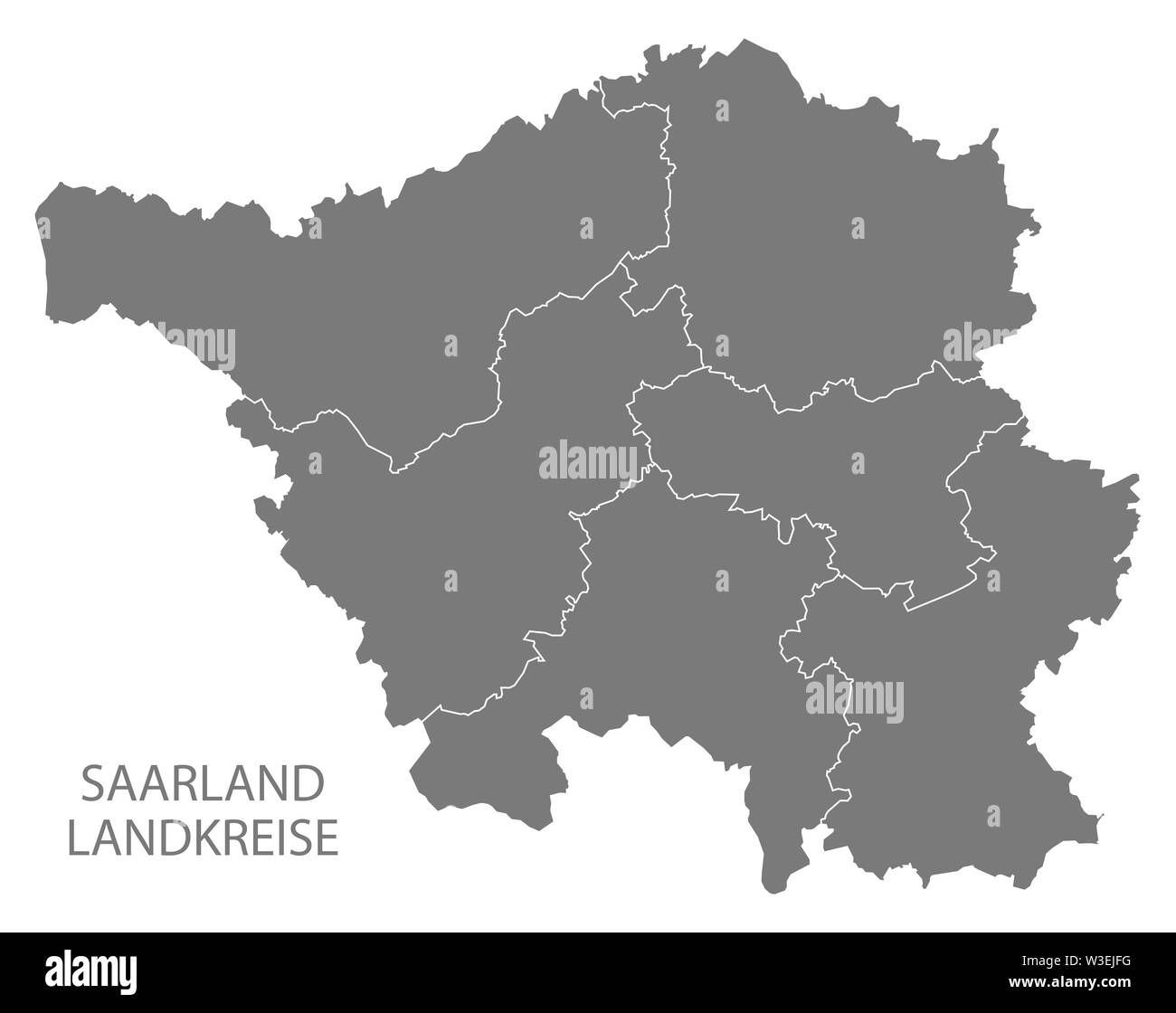 Modern Map - Saarland map of Germany with counties gray Stock Photo - Alamy