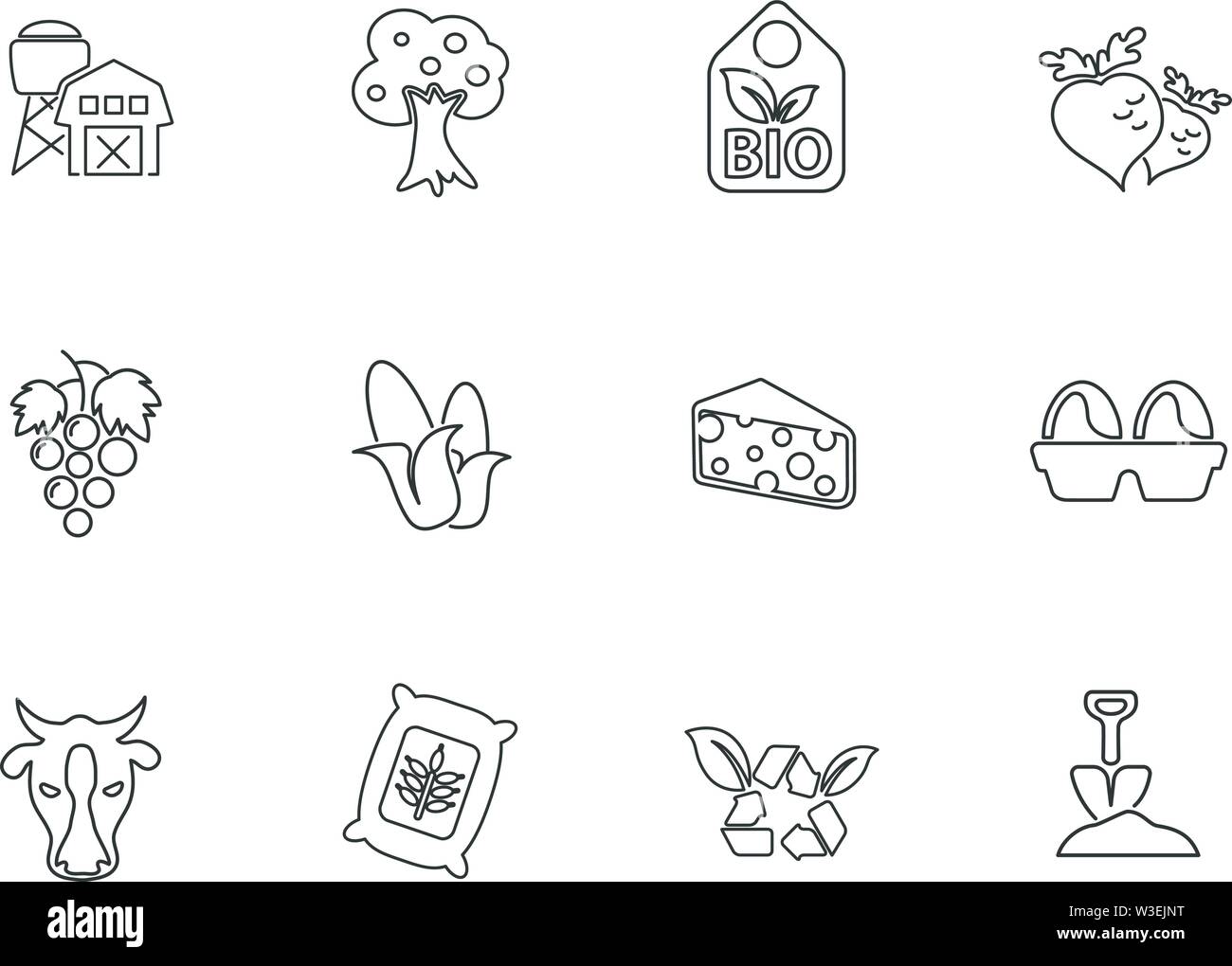 Vector agricultural line icons set for user interface design Stock ...