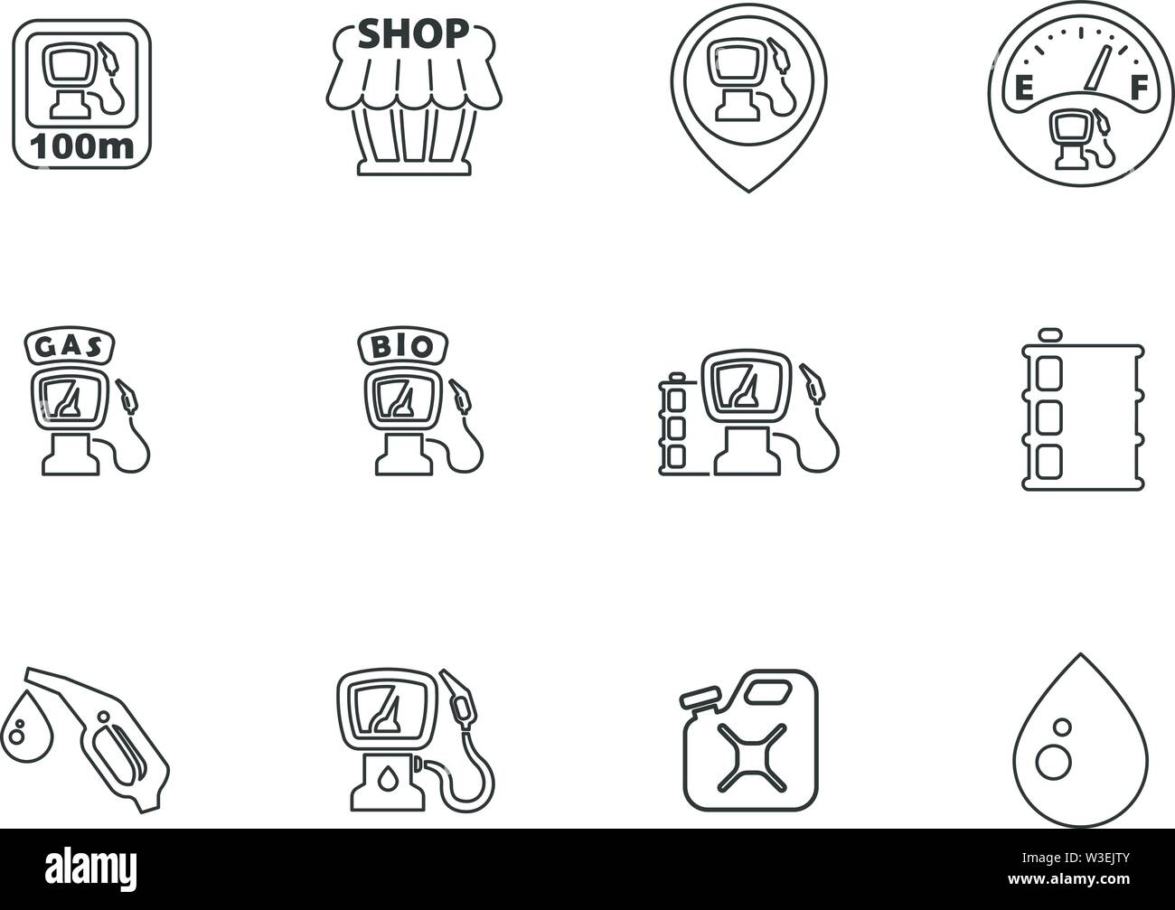 Vector gas station line icons set for user interface design Stock ...